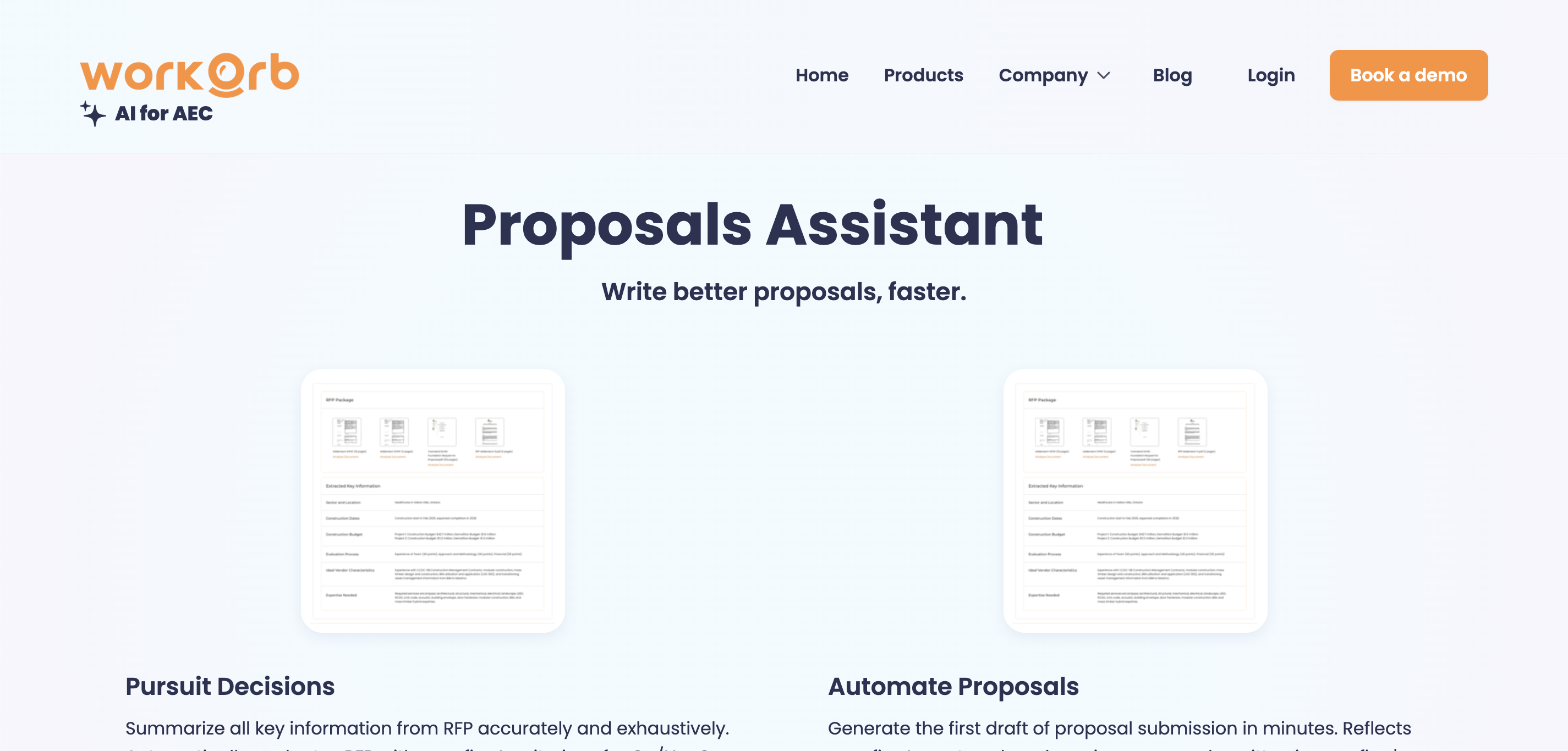 Workorb AI - Products - Proposals, Knowledge, and Relationships Hub for AEC